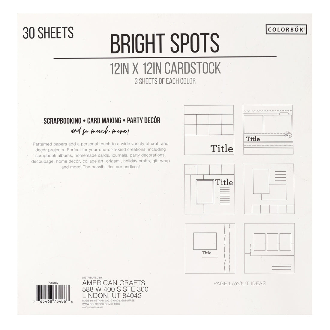 Colorbok Bright Spots Single-Sided Printed 12x12" Cardstock Pack ...