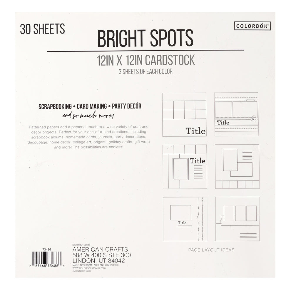 Colorbok Bright Spots 12x12" Printed Cardstock Pack – American Crafts