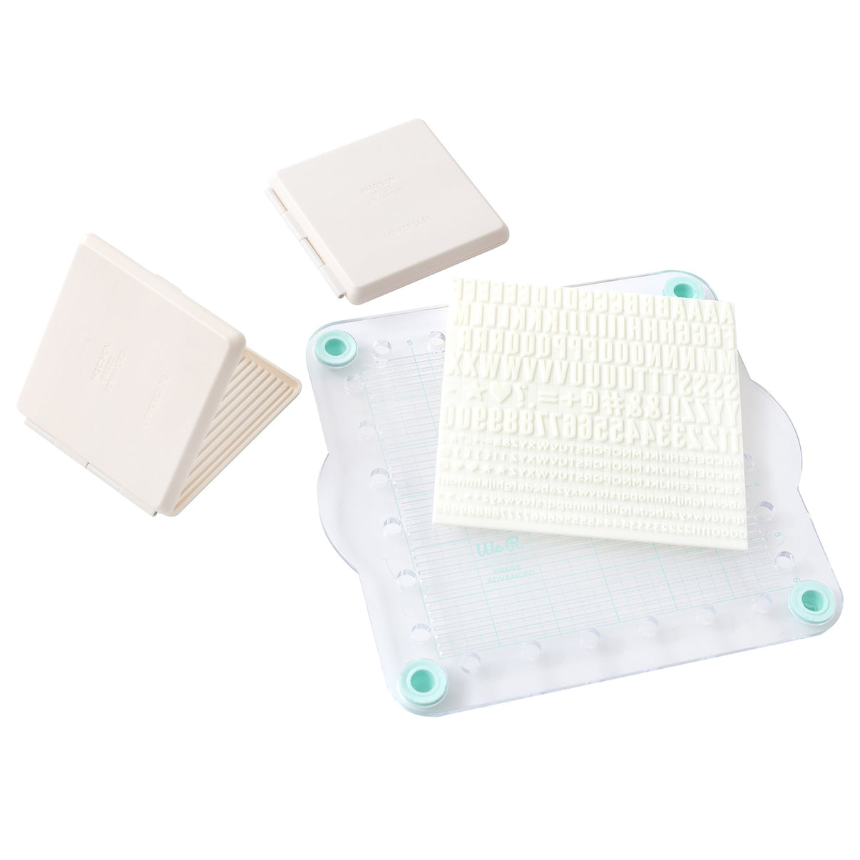 We R Makers Typeset Stamping Block with 2 Letter Sets – American Crafts