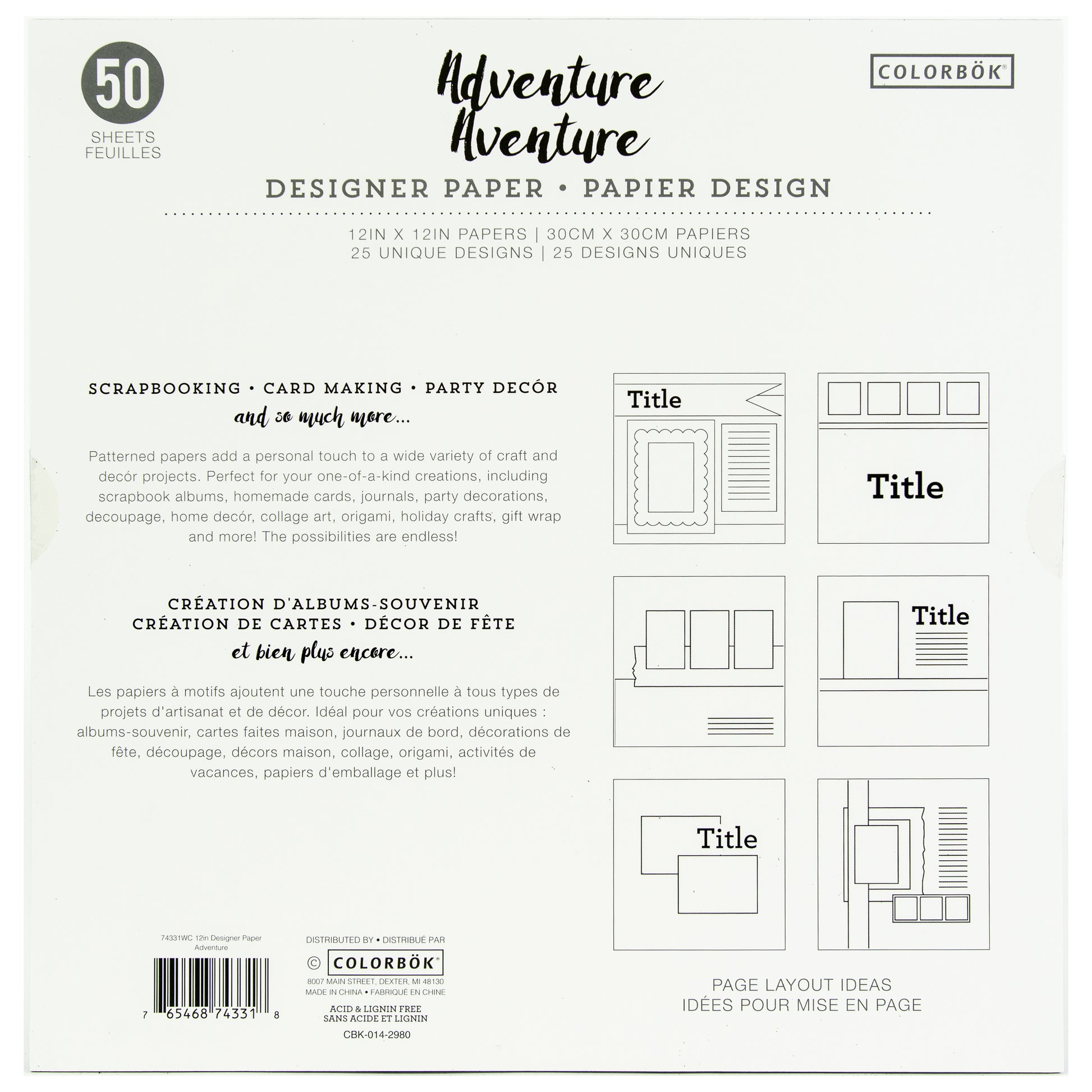 Colorbok Designer Adventure 12x12" Paper Pack – American Crafts