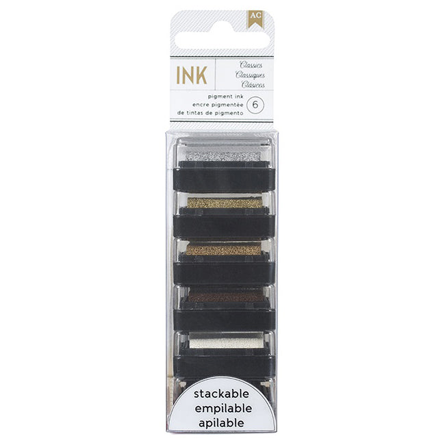 American Crafts Stackable Mini Ink Pads - Classic Colors, 6 Pack