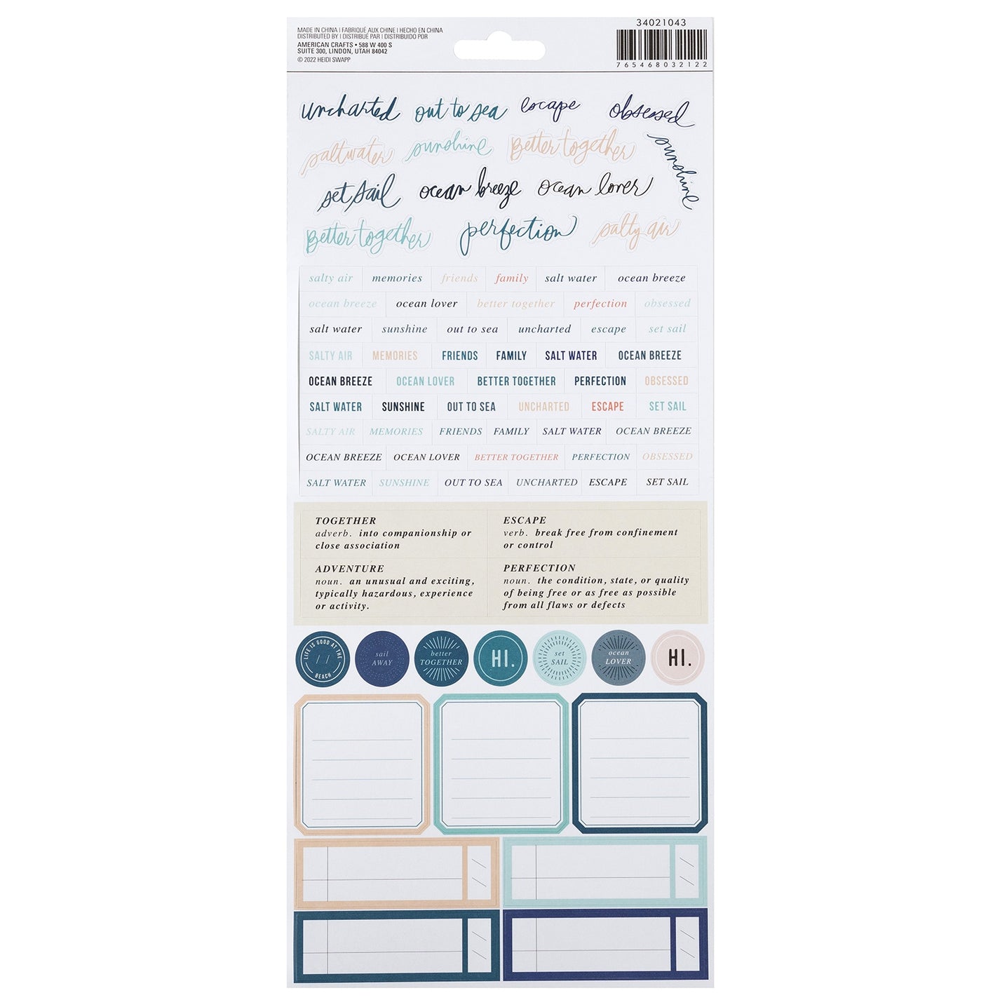 Heidi Swapp Set Sail Cardstock Stickers-151/Pkg – American Crafts