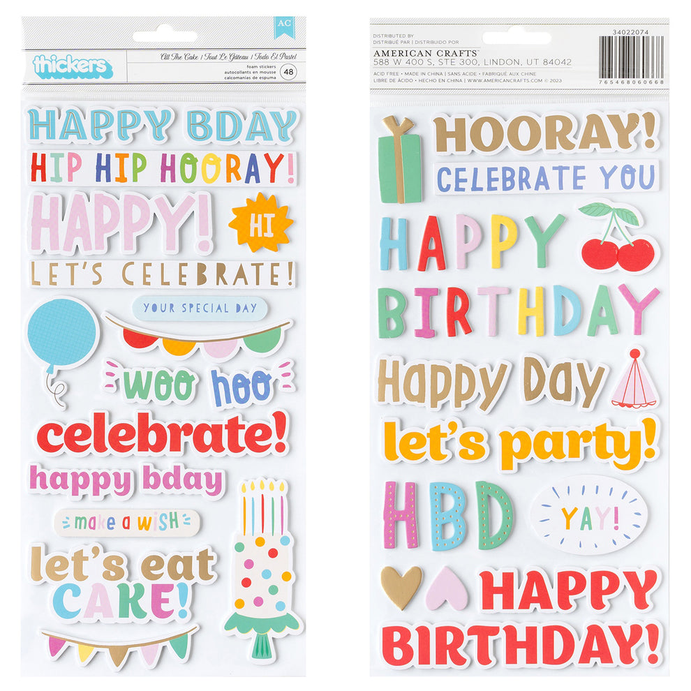 Pebbles All The Cake Thickers Phrase Stickers – American Crafts