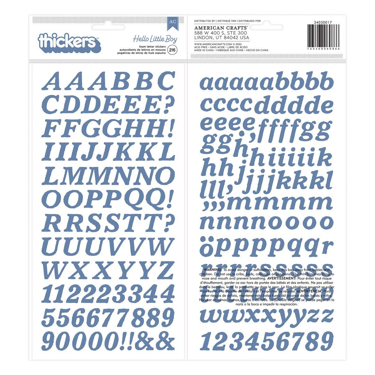 Hello Little Boy Thickers Alphabet Stickers – American Crafts
