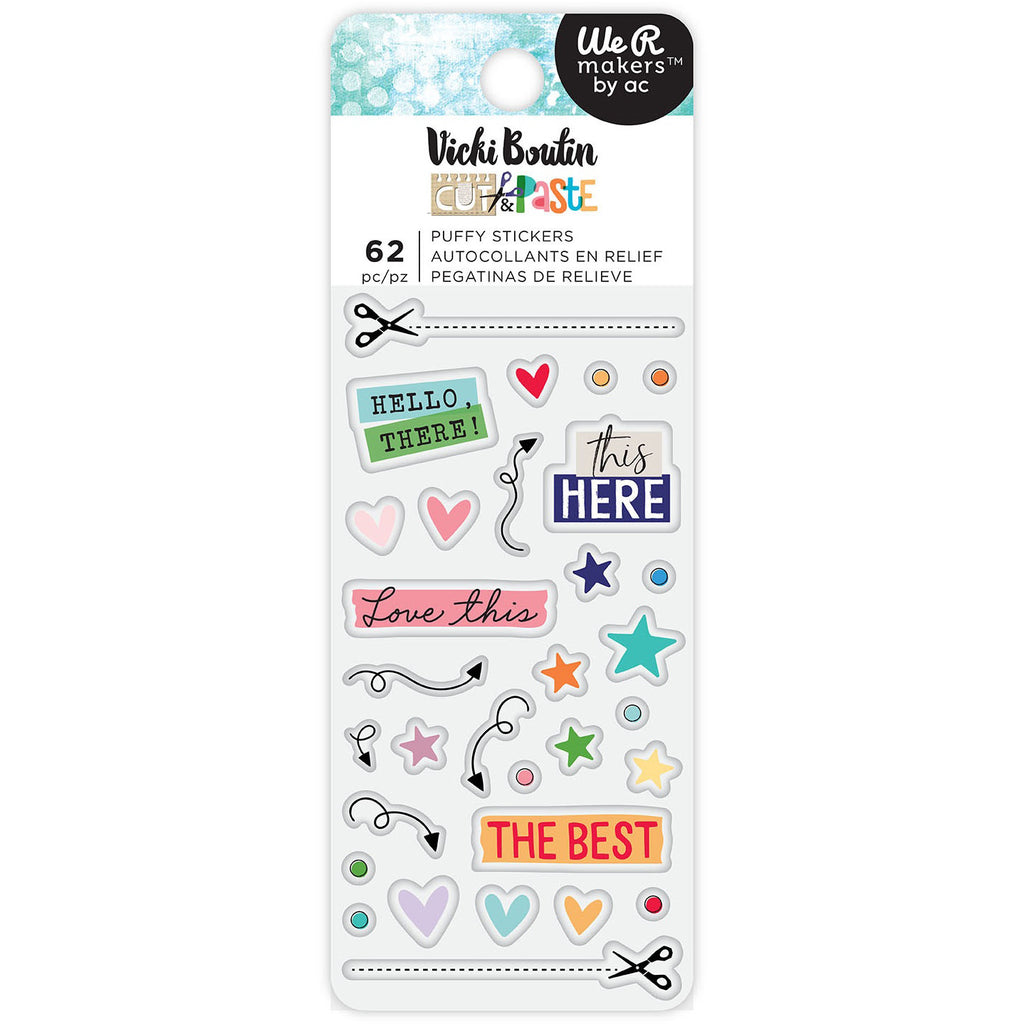Vicki Boutin Cut & Paste Icons Puffy Stickers, 62 pcs – American Crafts